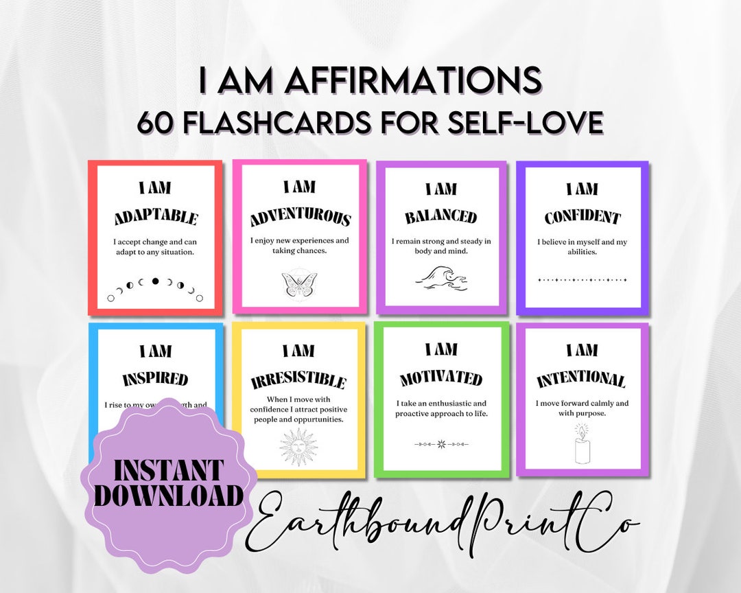 Positive Affirmations, Positive Quote Flash Cards, Mindfulness Cards ...