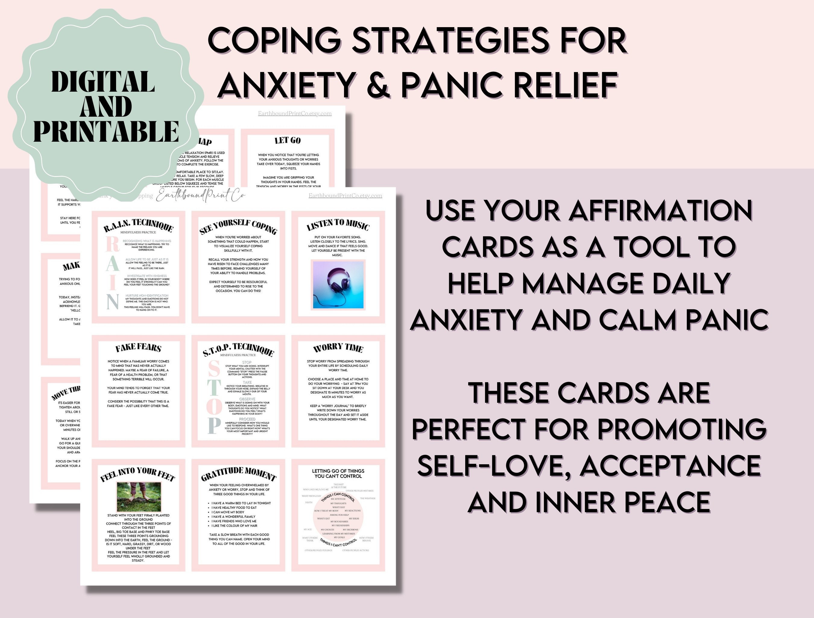 Grounding Techniques, Coping Skills Cards, Anxiety Cards, Calming ...