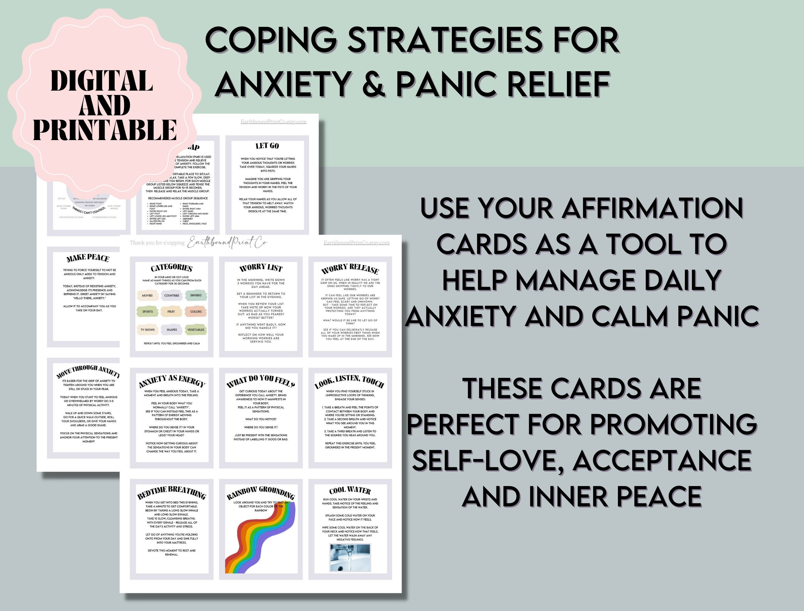 Grounding Techniques Coping Skills Cards Anxiety Cards - Etsy Canada