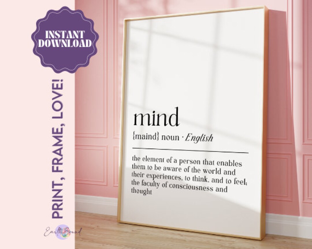Mind Definition Print | Mind Body Soul Wall Art | Self Love Printable ...