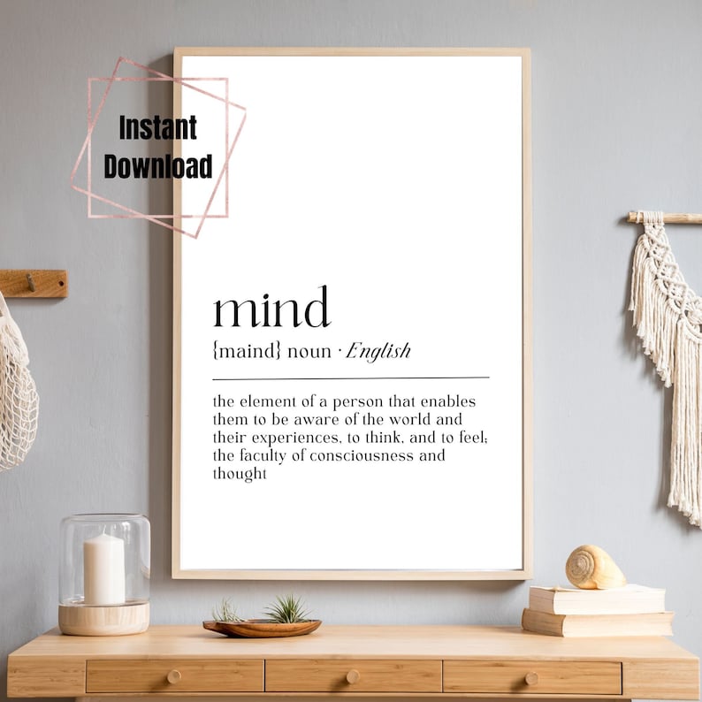 Mind Definition Print | Mind Body Soul Wall Art | Self Love Printable ...