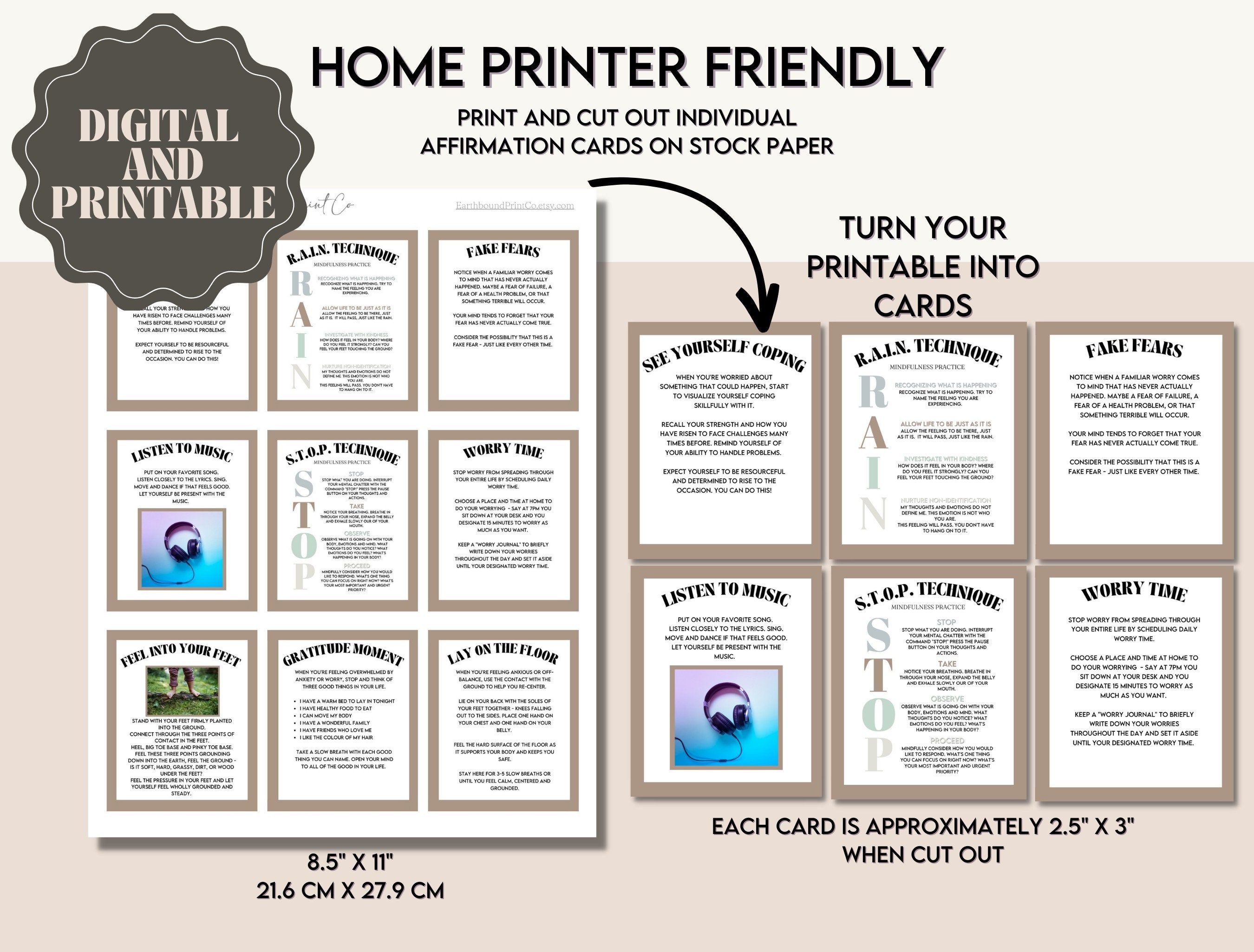 Grounding Techniques, Coping Skills Cards, Anxiety Cards, Calming ...