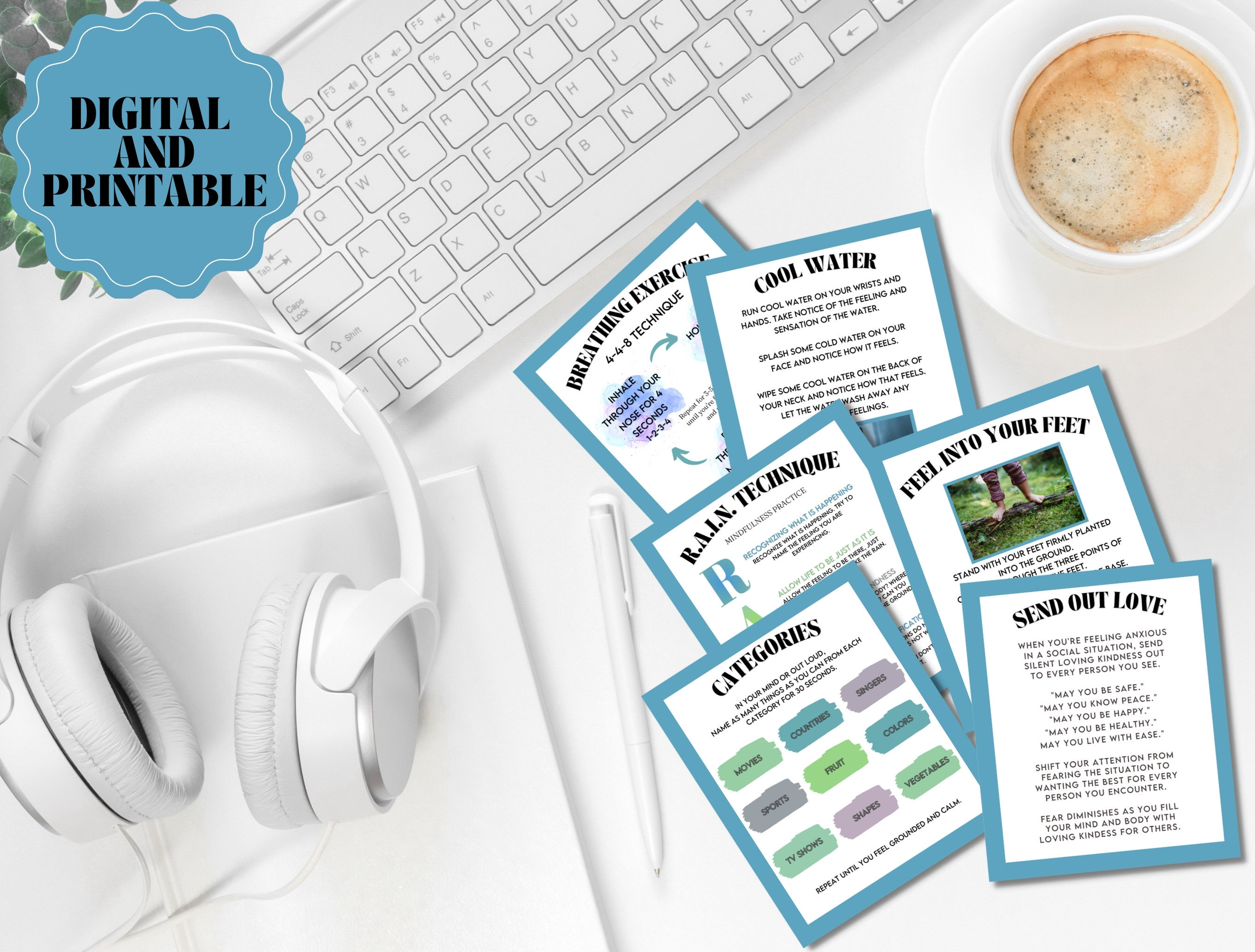 Grounding Techniques, Coping Skills Cards, Anxiety Cards, Calming ...