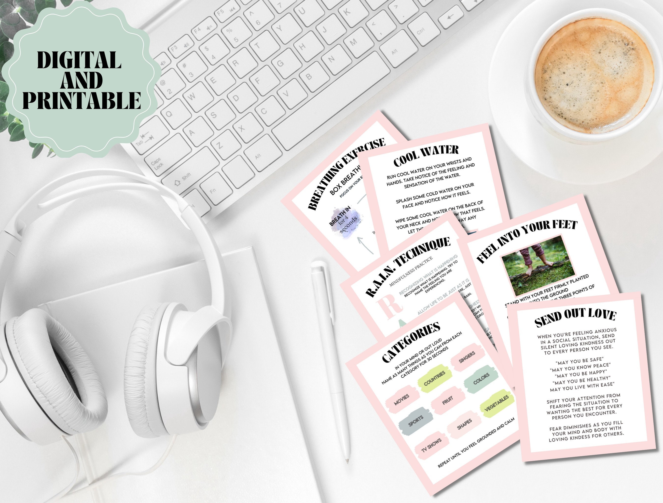 Grounding Techniques, Coping Skills Cards, Anxiety Cards, Calming ...