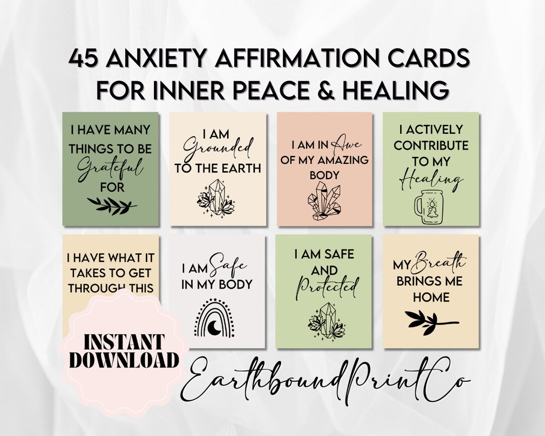 Anxiety Relief Affirmation Cards, Minimalist, Vision Board Printable ...