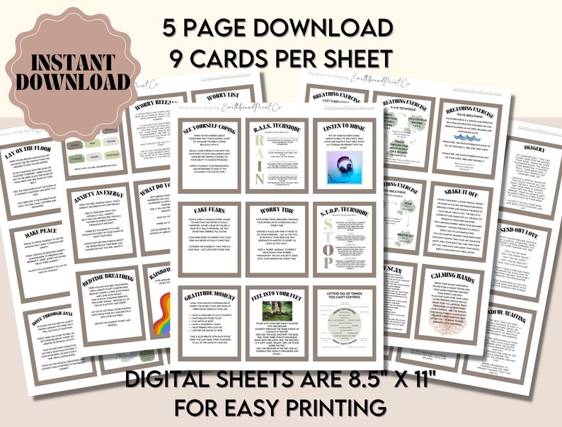 Grounding Techniques Coping Skills Cards Anxiety Cards - Etsy