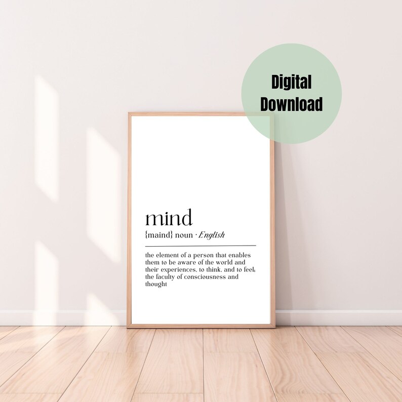 Mind Definition Print | Mind Body Soul Wall Art | Self Love Printable ...