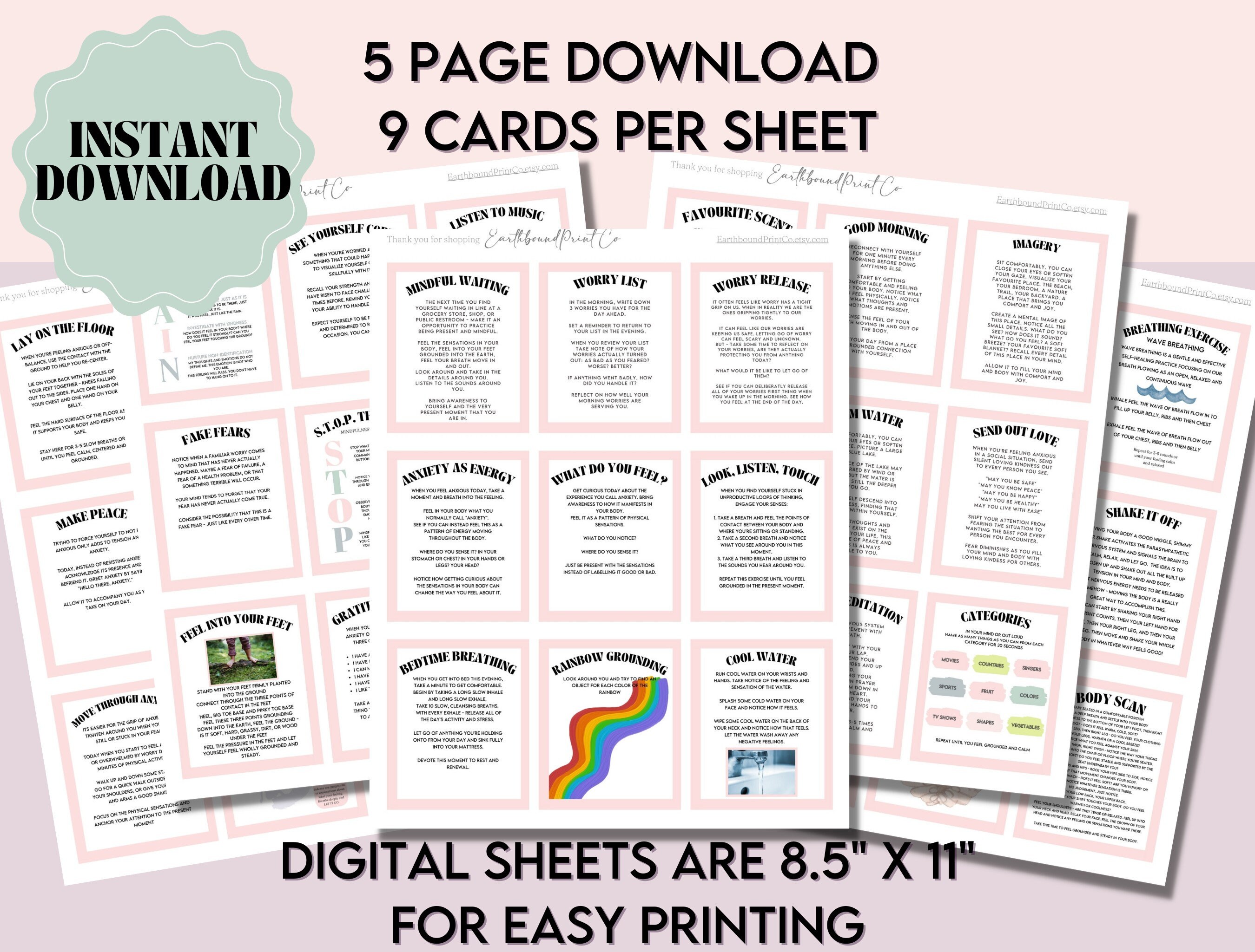 Grounding Techniques, Coping Skills Cards, Anxiety Cards, Calming ...