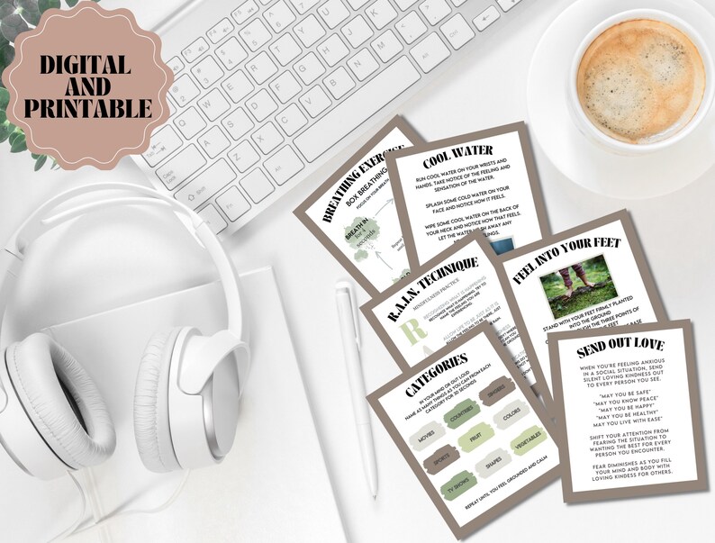 Grounding Techniques Coping Skills Cards Anxiety Cards - Etsy