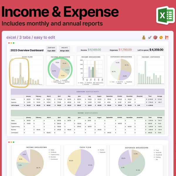 Income and Expense Worksheet - Etsy