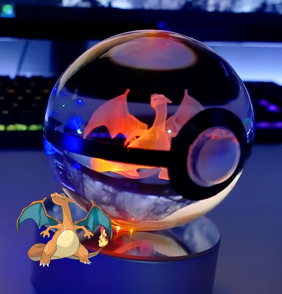 Pokemon Charizard Blastoise Venusaur 3D Crystal Pokeball RGB LED Laser ...