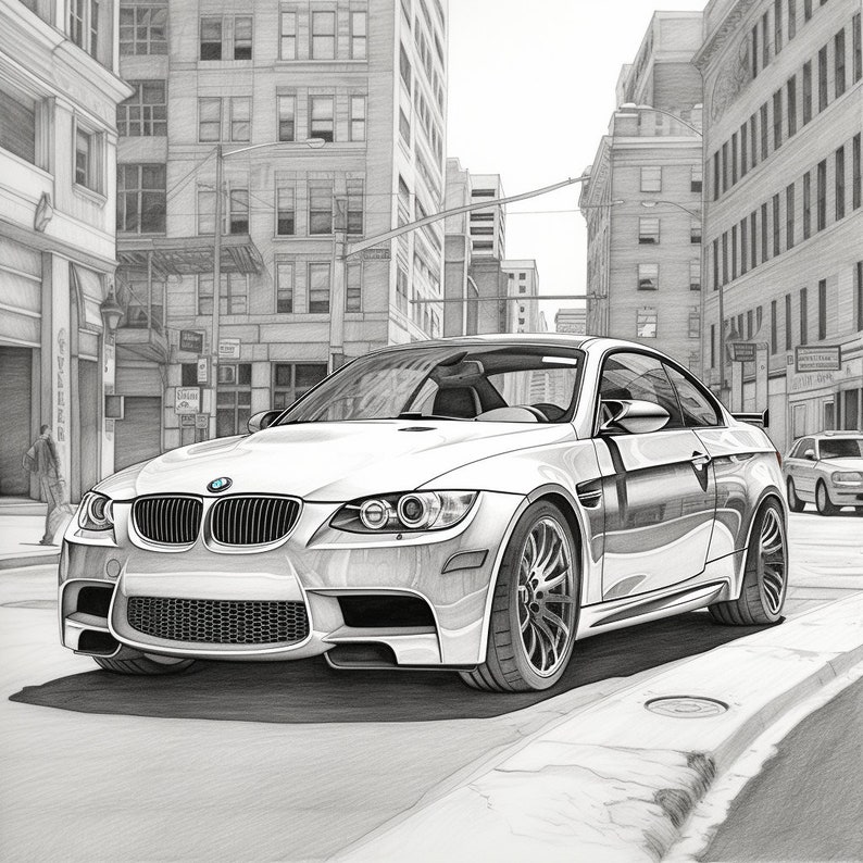 Digital Art Coloring Pages BMW M3 Cars 20 Pages - Etsy