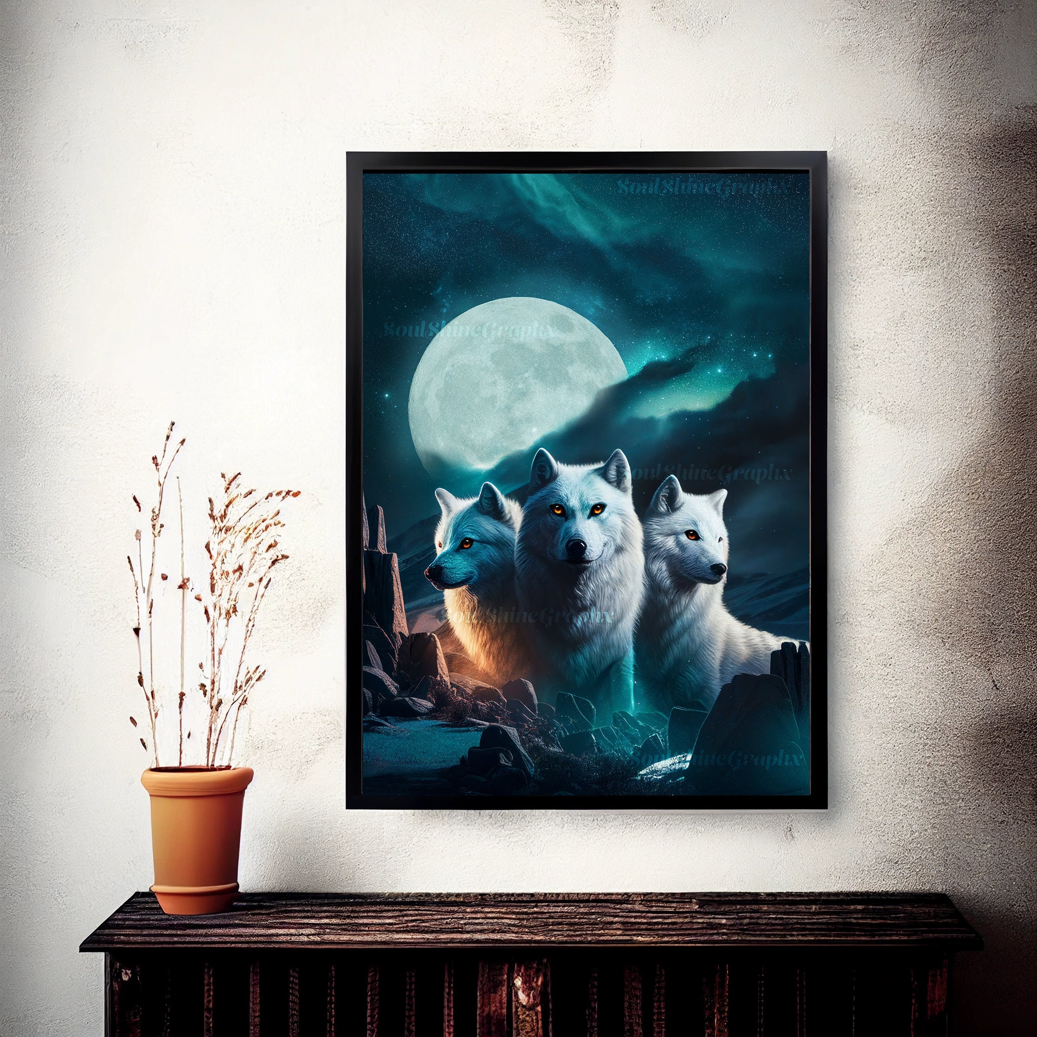 Wolf Art the Pack White Wolf Pack Fantasy Wolf Art - Etsy
