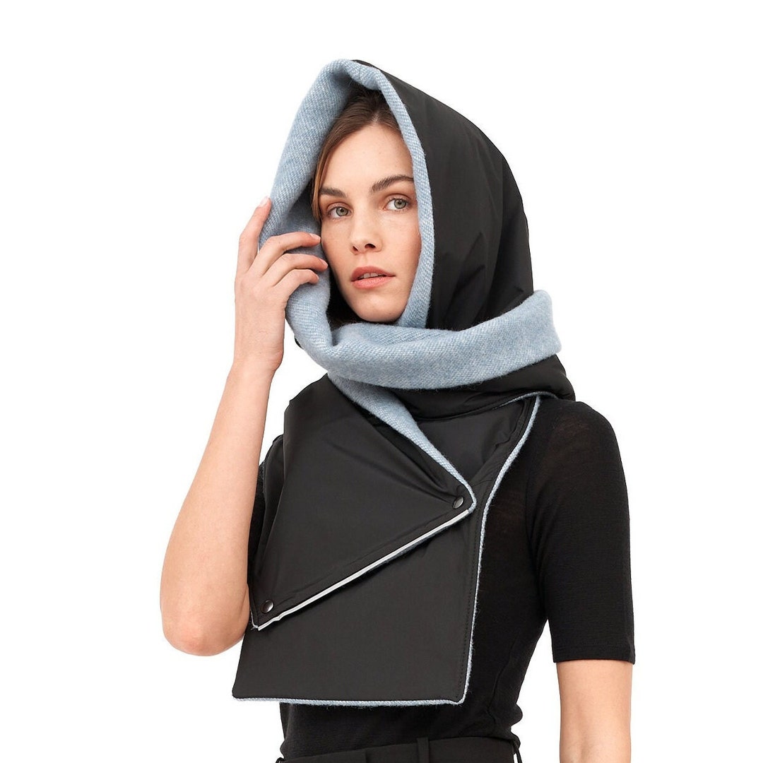 Hooded Wool Scarf Snood for Women Warm Wool Waterproof Scarves With ...