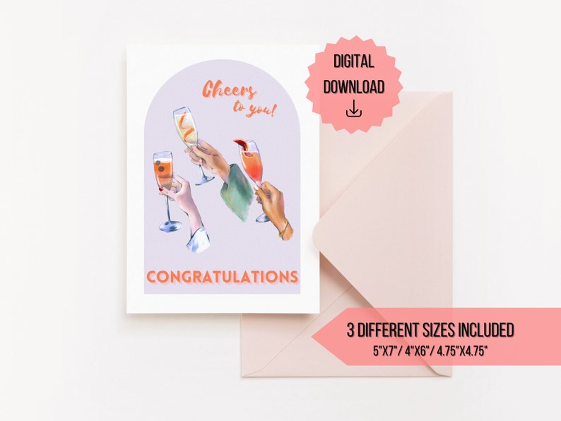 Congratulations Card Cheers to You Signature Drinks Printable Greeting ...