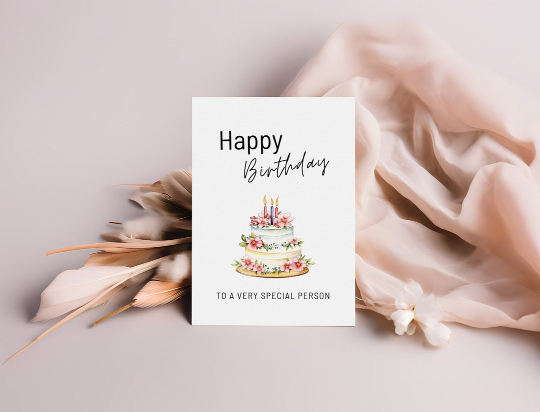 Printable Happy Birthday Card - Pretty Birthday Cake Greeting Card ...