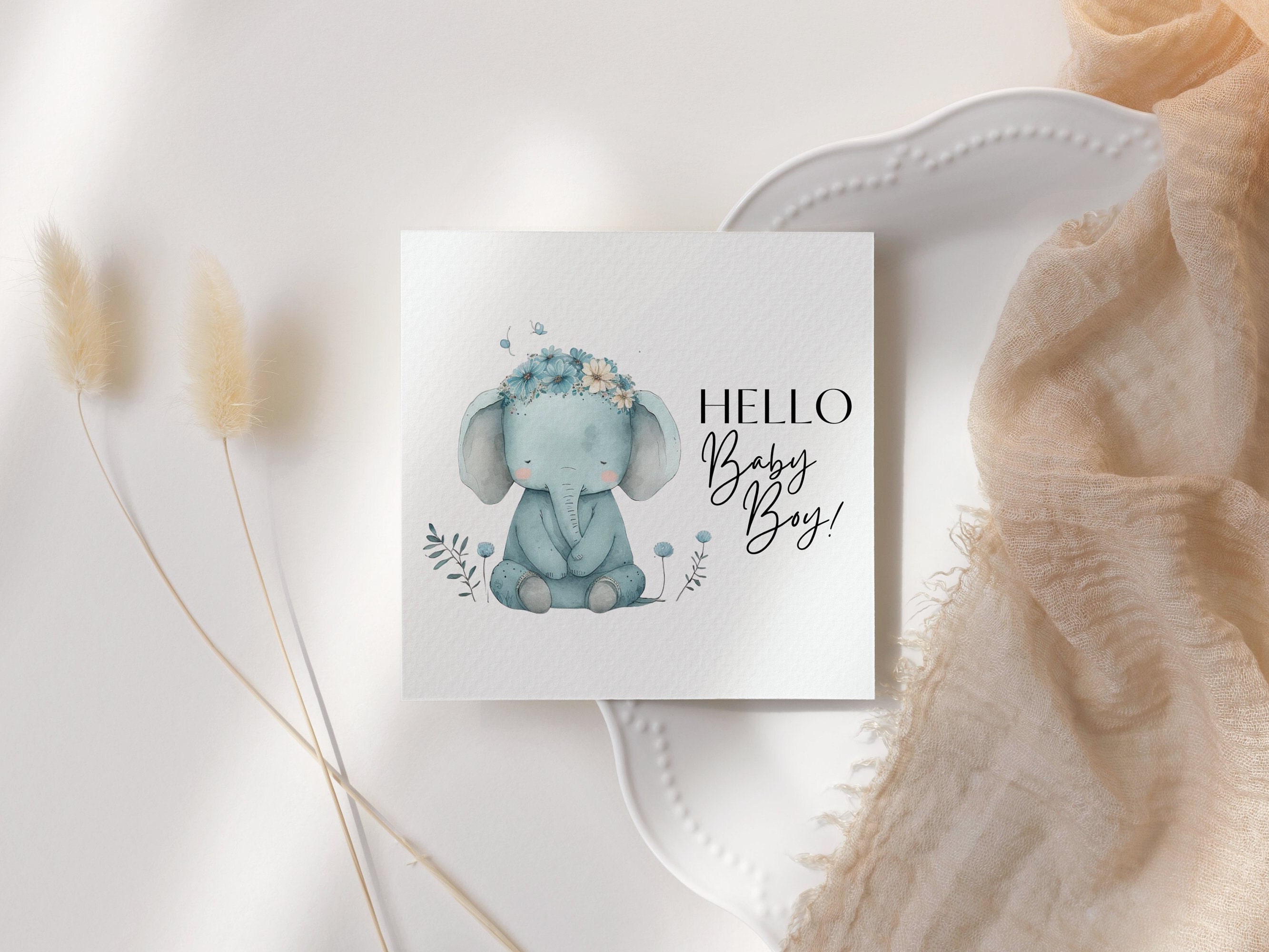 Hello Baby Boy Congratulations Card It's a Boy Printable Card Cute ...
