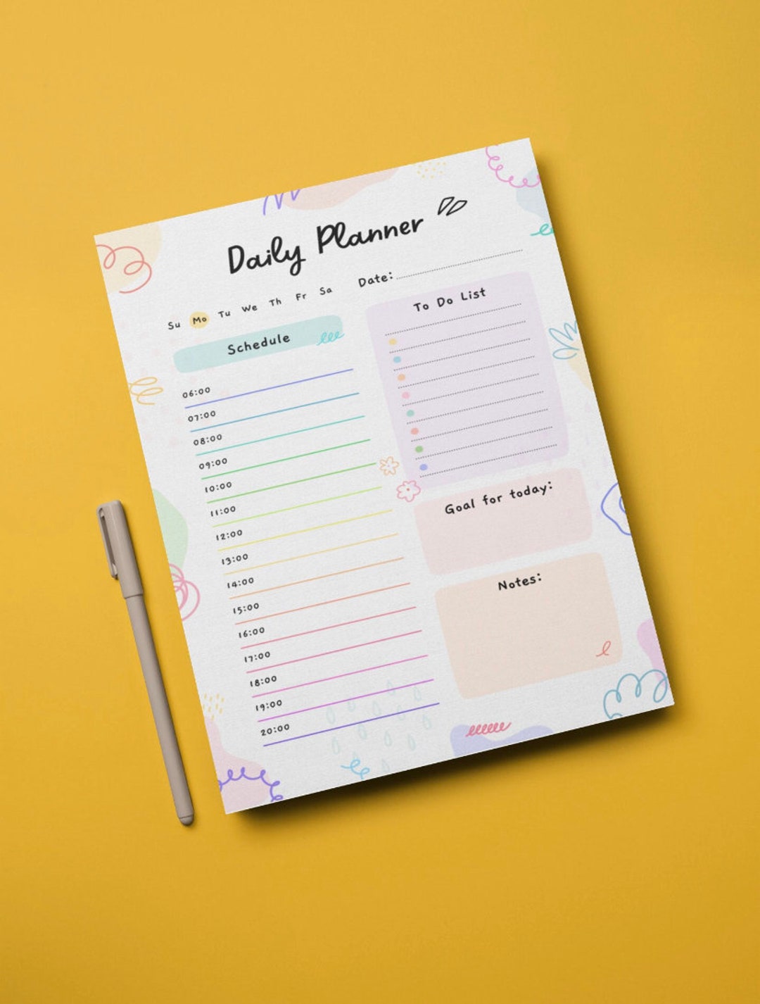 Colourful Daily Planner - Etsy