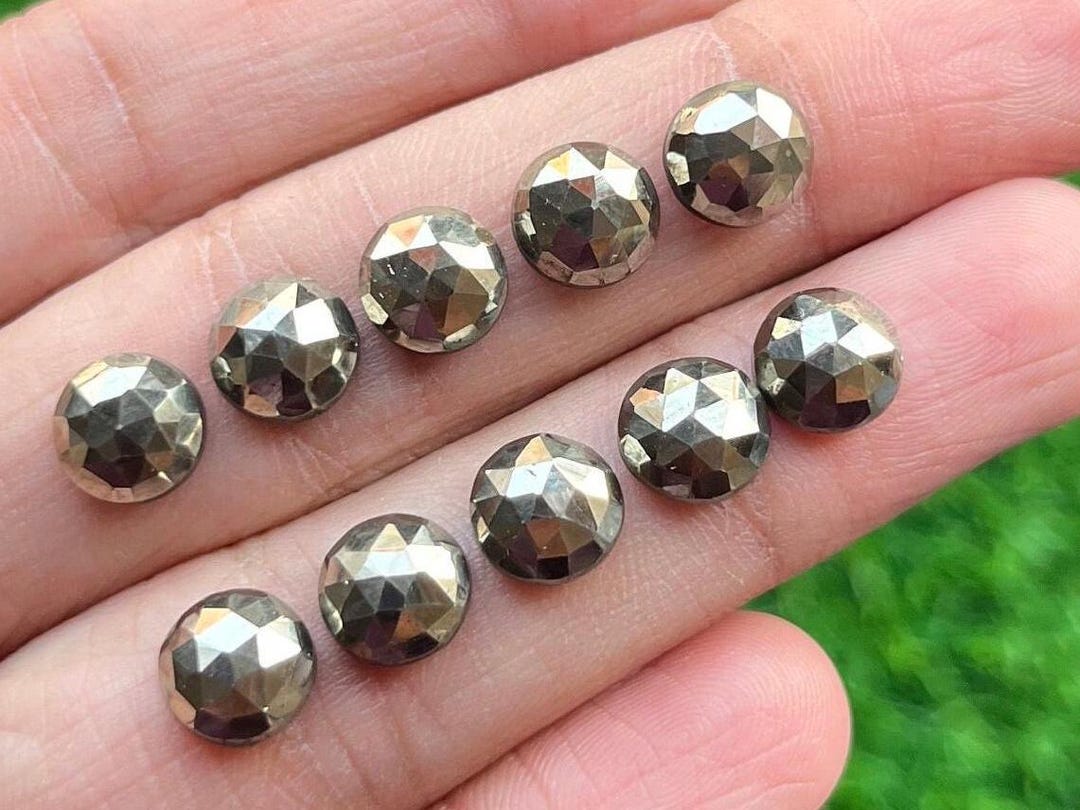 Natural Golden Pyrite Gemstone Resemble 8x8 Mm Round 10 Pic Lot 35 ...