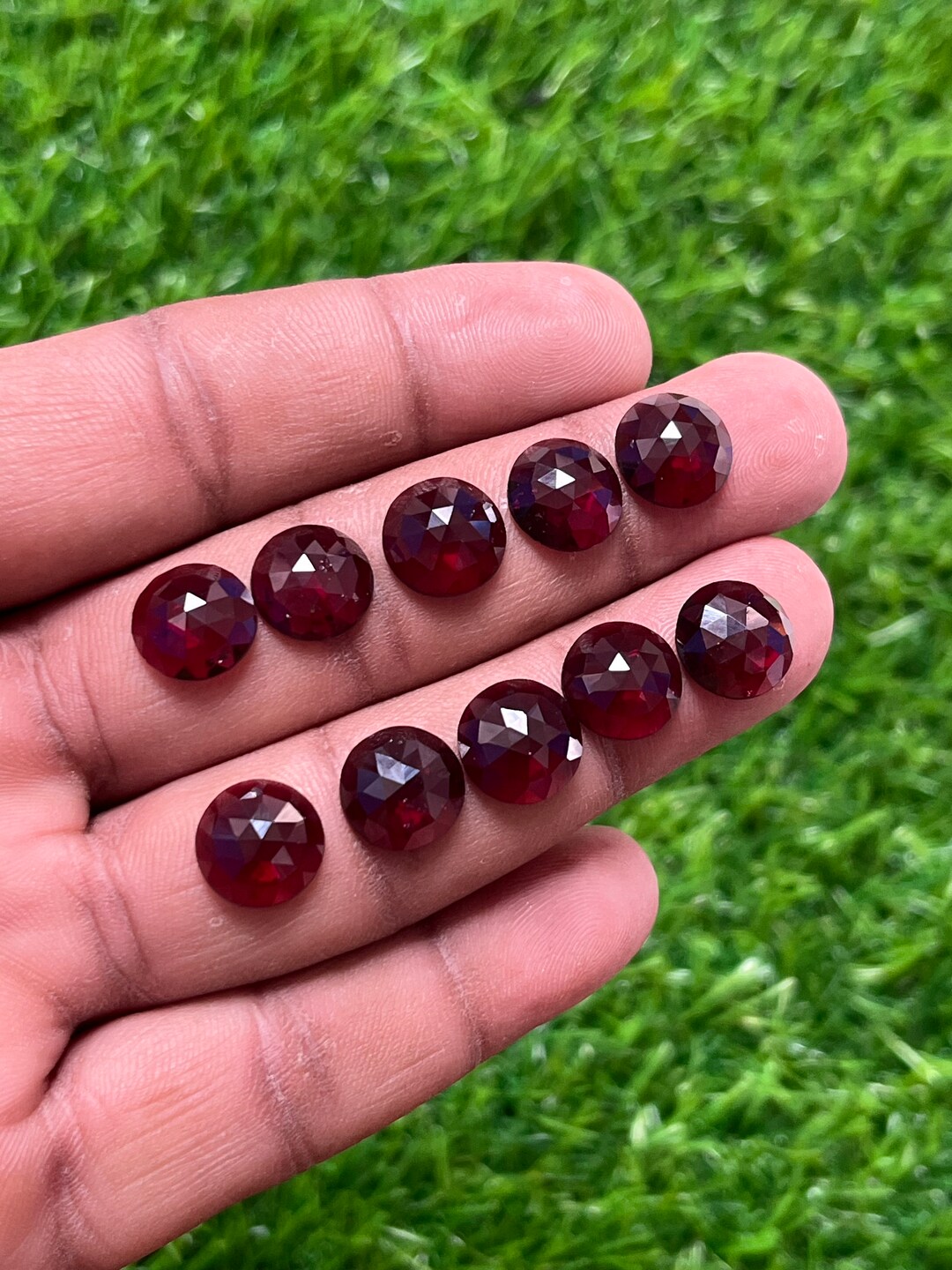 Gemstone Natural Red Garnet Rose Cut Shape Round Size 11x11 MM Quality ...