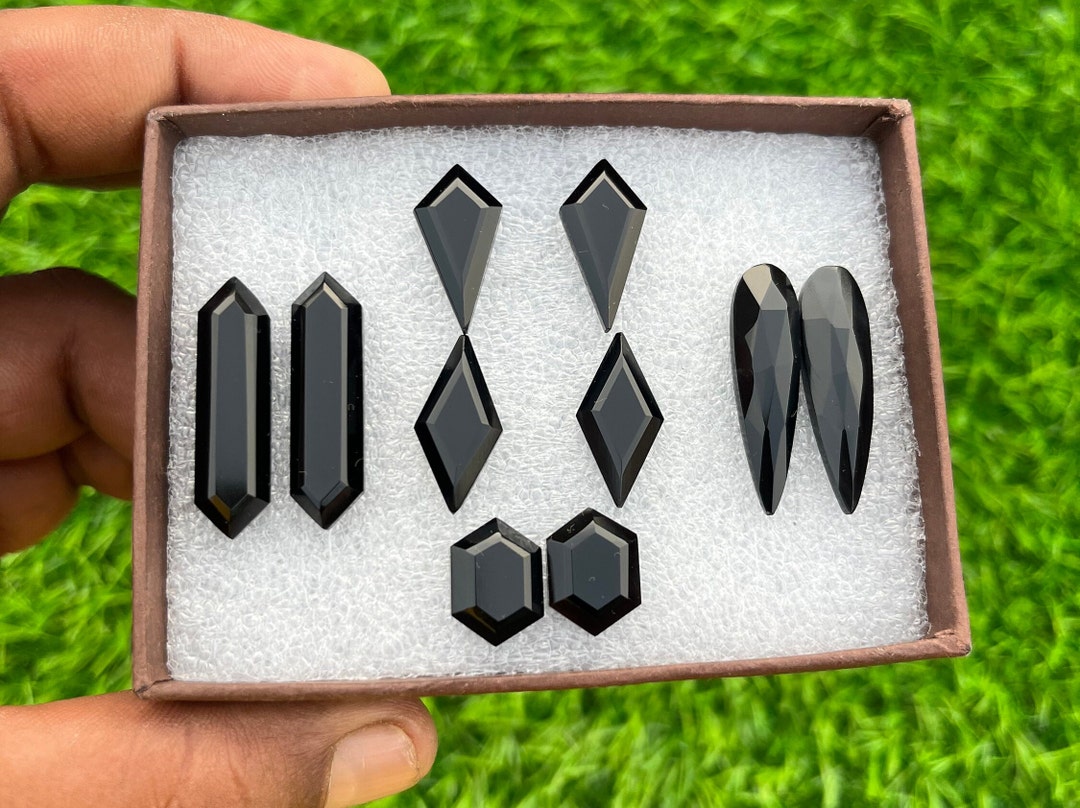 Gemstone Black Onyx Fancy Steps Cut Size 14-30 MM Quantity 10 Pieces ...