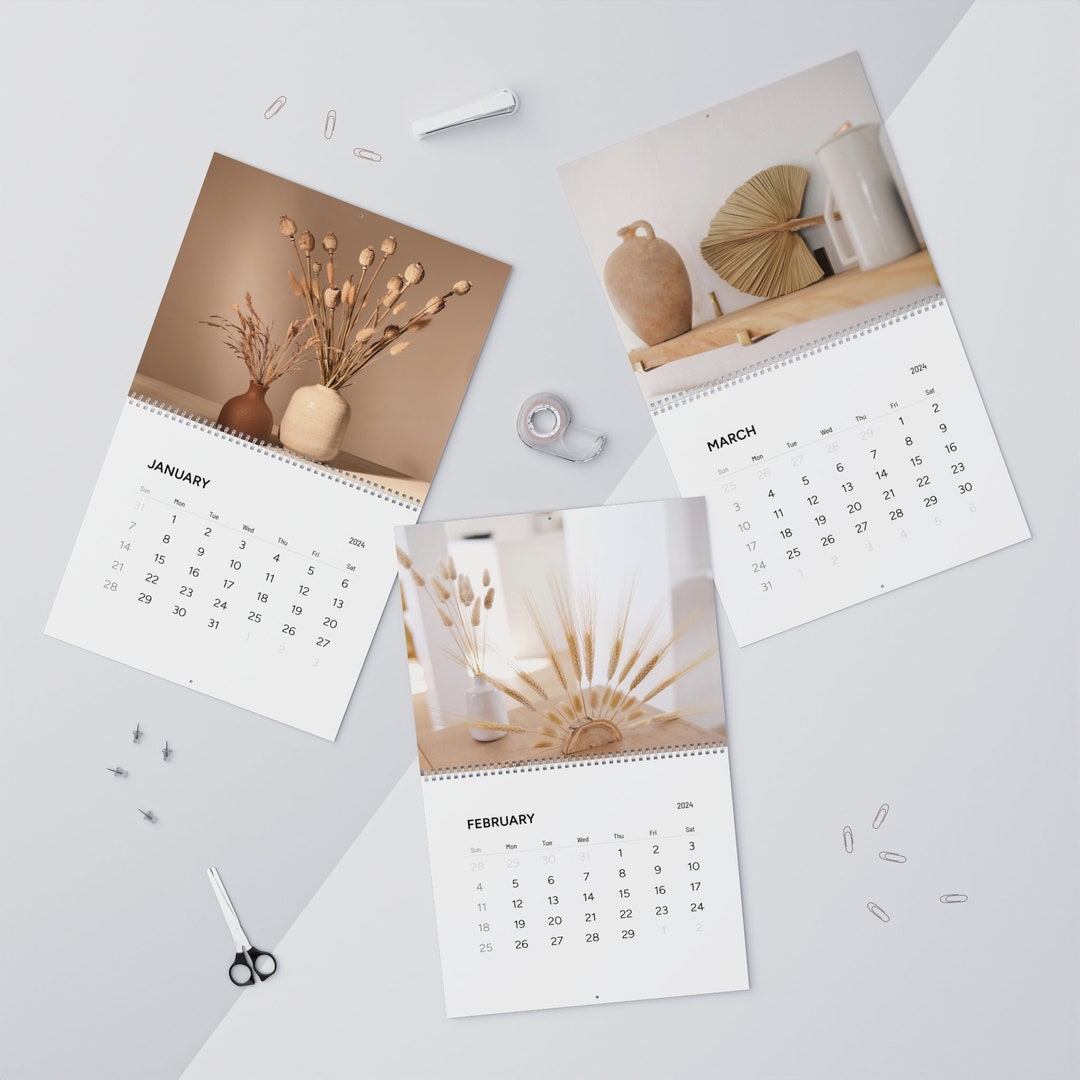 2024 Boho Style Wall Calendar Stylish Boho Month by Month in This ...