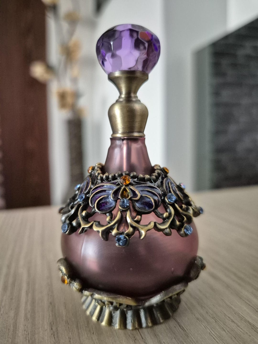 Elven Potion Bottle - 25ml Purple Vintage Perfume Bottle – Enamel Glass ...