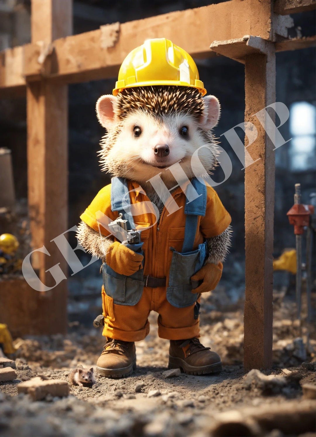 Hardworking Hedgehog – 3D Realistic Digital Portrait of a Construction ...