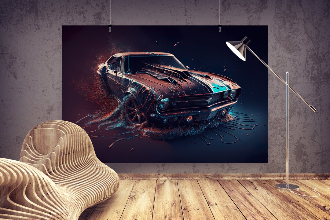 Custom Car Portrait. Gift for Car Lovers. Muscle Car. Abstract Art ...