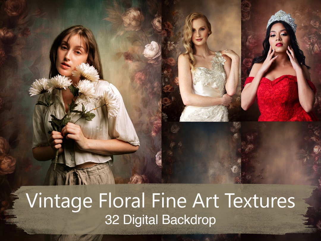 32 Floral Texture Backdrop Overlays, Digital Floral Overlays, Old ...