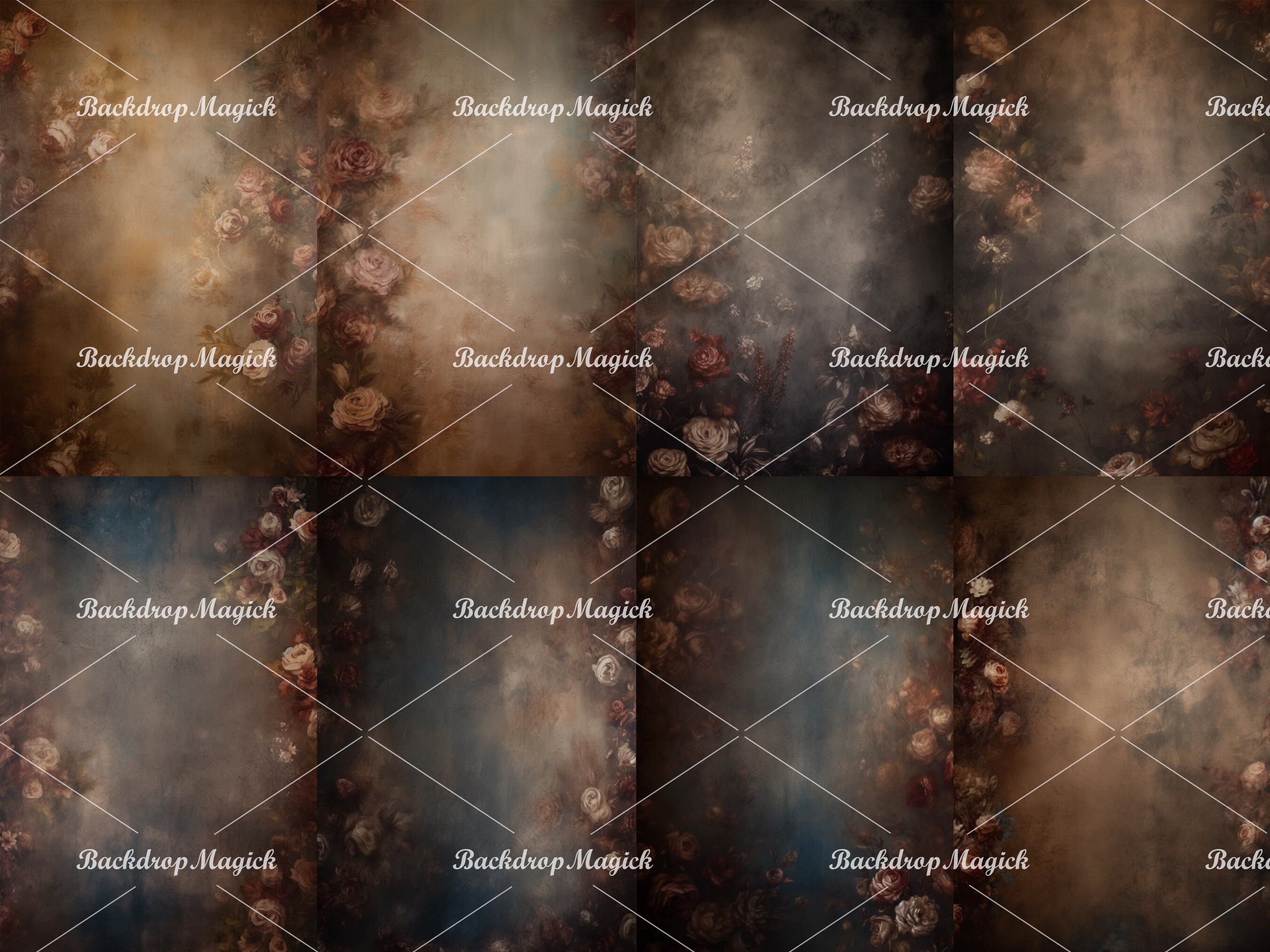 32 Floral Texture Backdrop Overlays, Digital Floral Overlays, Old ...