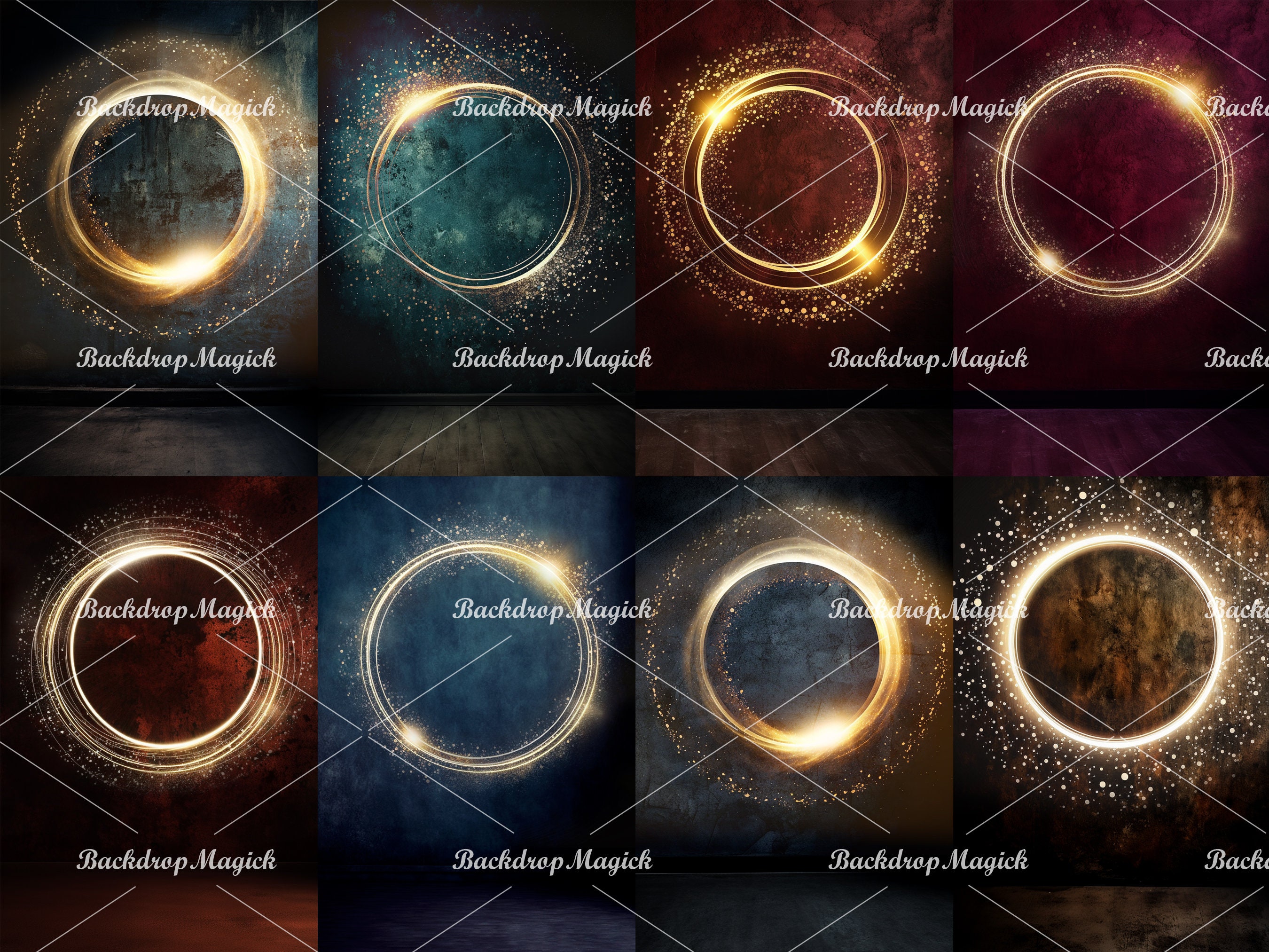 Gold Circle Light Digital Backdrops on Textured Walls, Maternity ...