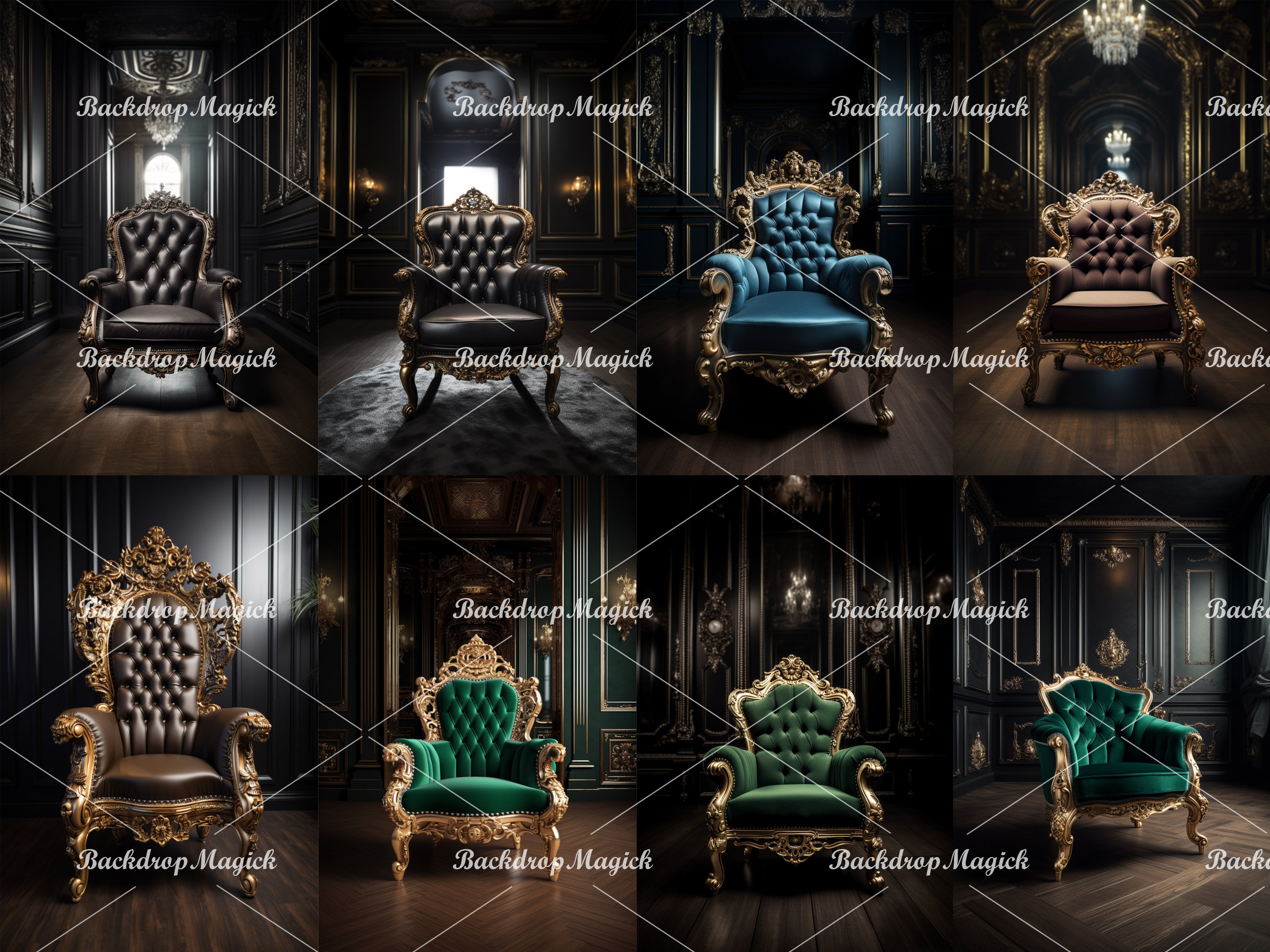 Classical Vintage Armchair Digital Backdrops, Portrait Backdrops ...