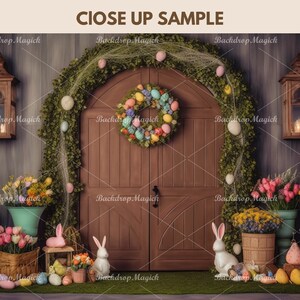 6 Wooden Easter Door Digital Photography Backdrop, Photoshop Template ...