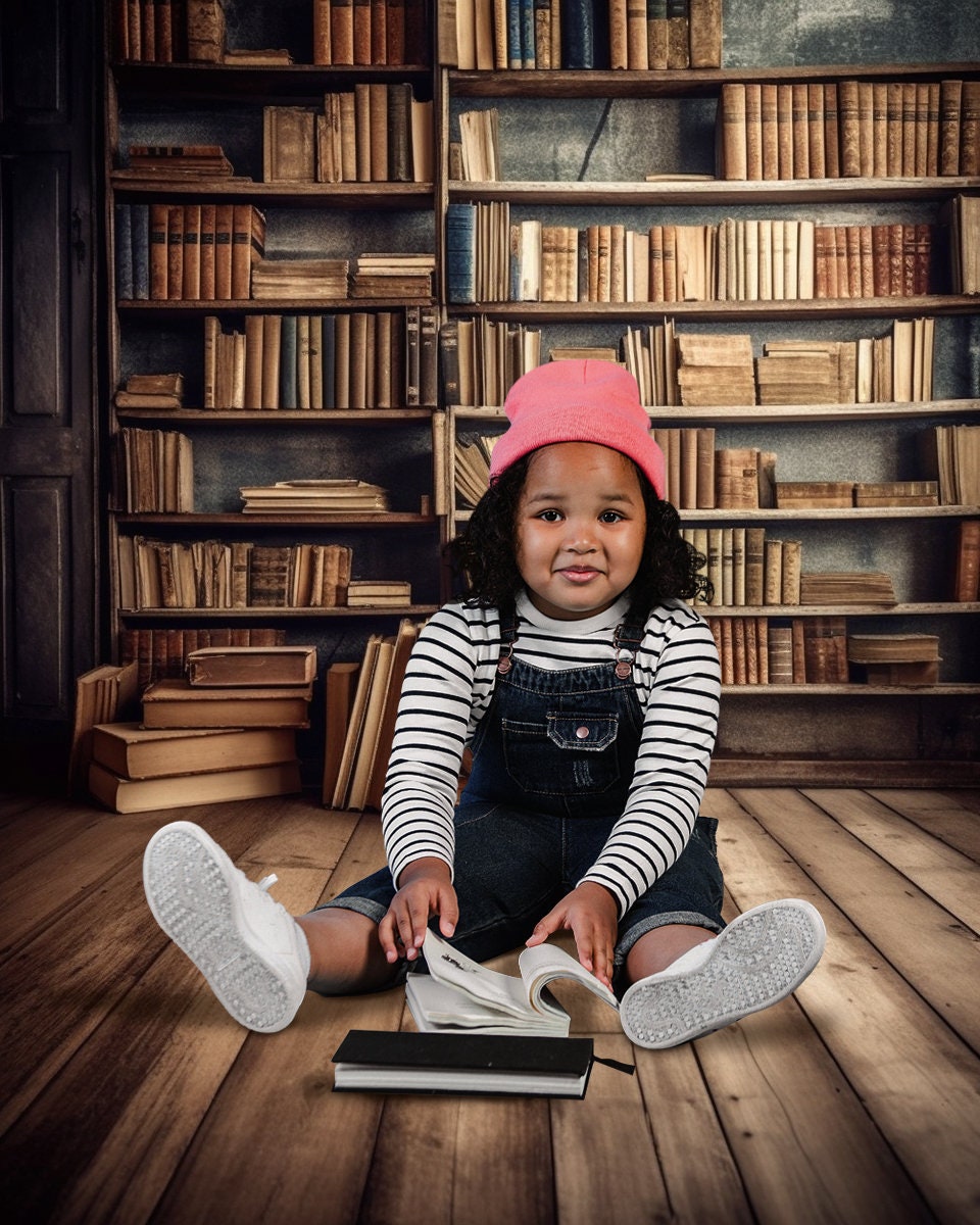 20 Retro Bookshelf Graduation/back to School Digital Backgrounds, Class ...