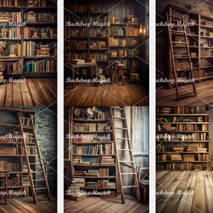 20 Retro Bookshelf Graduation/back to School Digital Backgrounds, Class ...