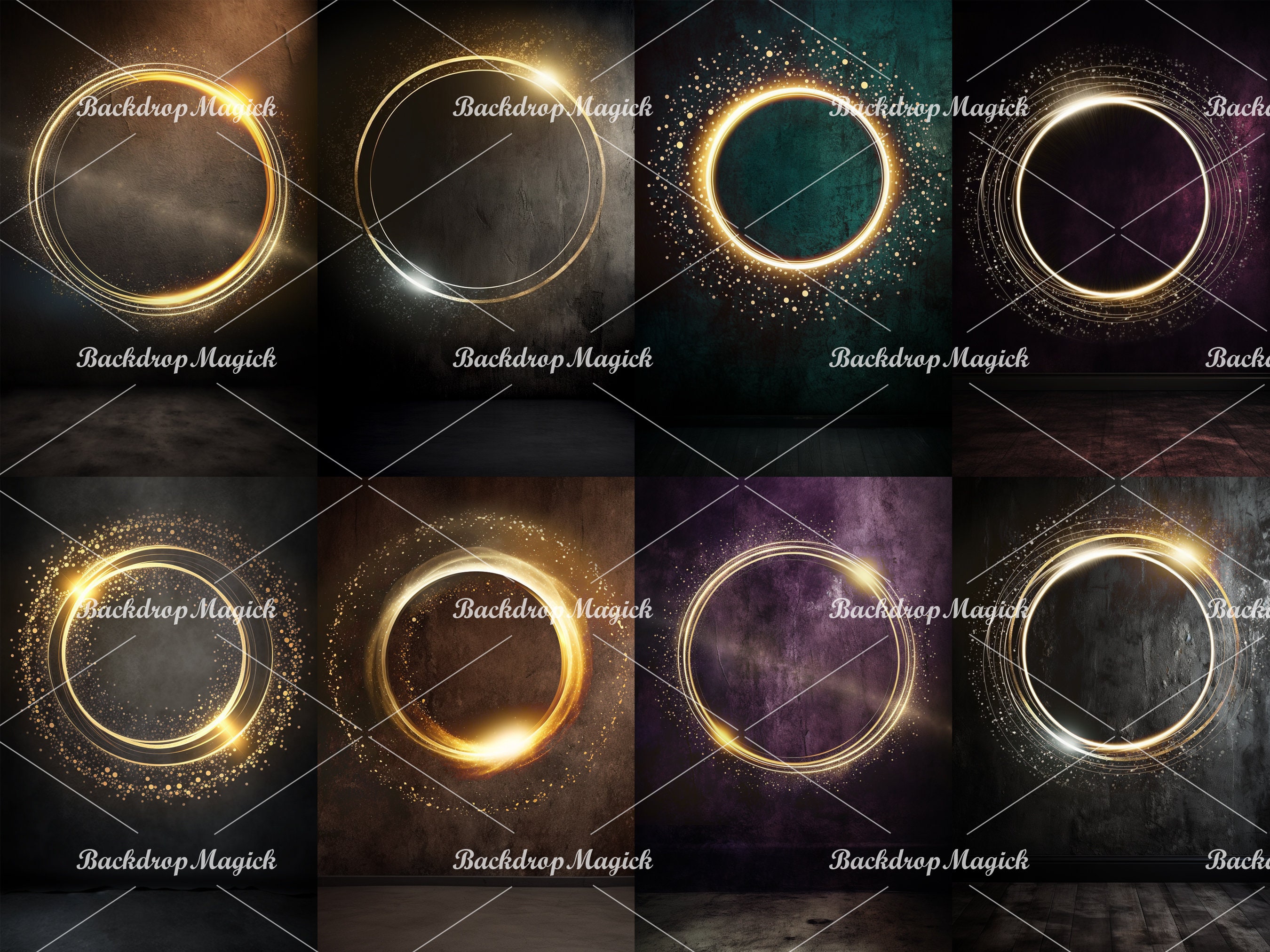 Gold Circle Light Digital Backdrops on Textured Walls, Maternity ...