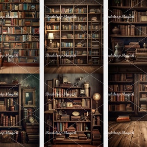 20 Retro Bookshelf Graduation/back to School Digital Backgrounds, Class ...