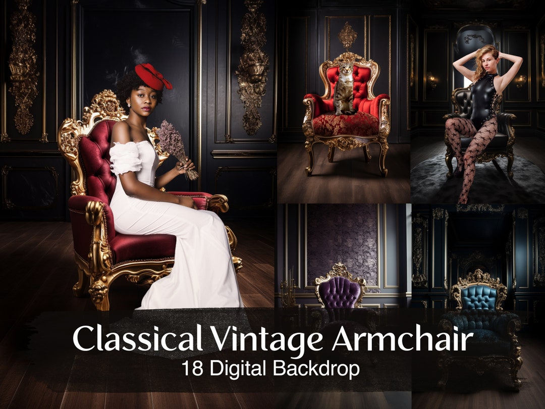 Classical Vintage Armchair Digital Backdrops, Portrait Backdrops ...