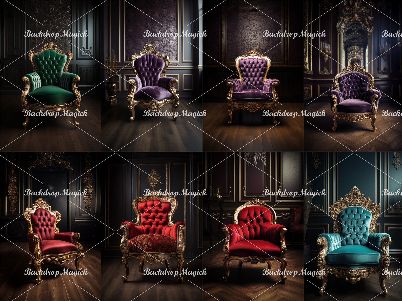Classical Vintage Armchair Digital Backdrops, Portrait Backdrops ...