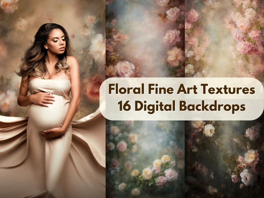 16 Floral Texture Backdrop Overlays, Digital Floral Overlays, Maternity ...