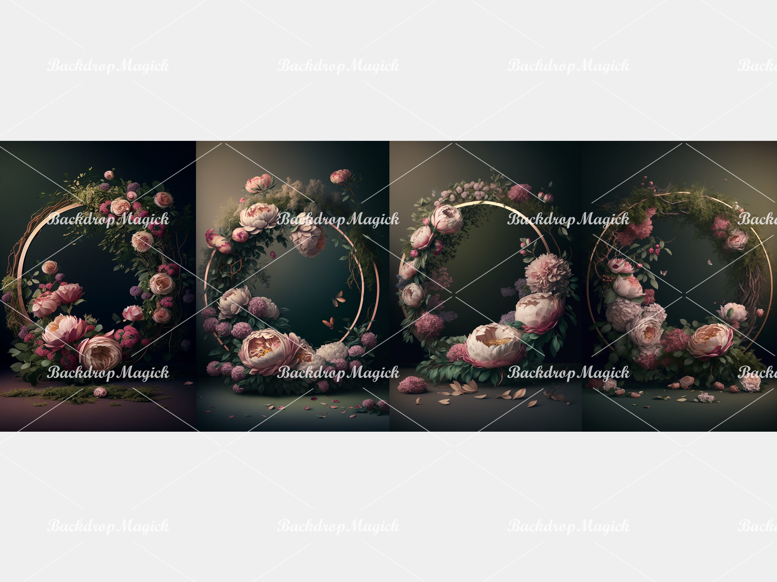 20 Peony Floral Ring Backdrop Overlays Floral Ring Overlays - Etsy