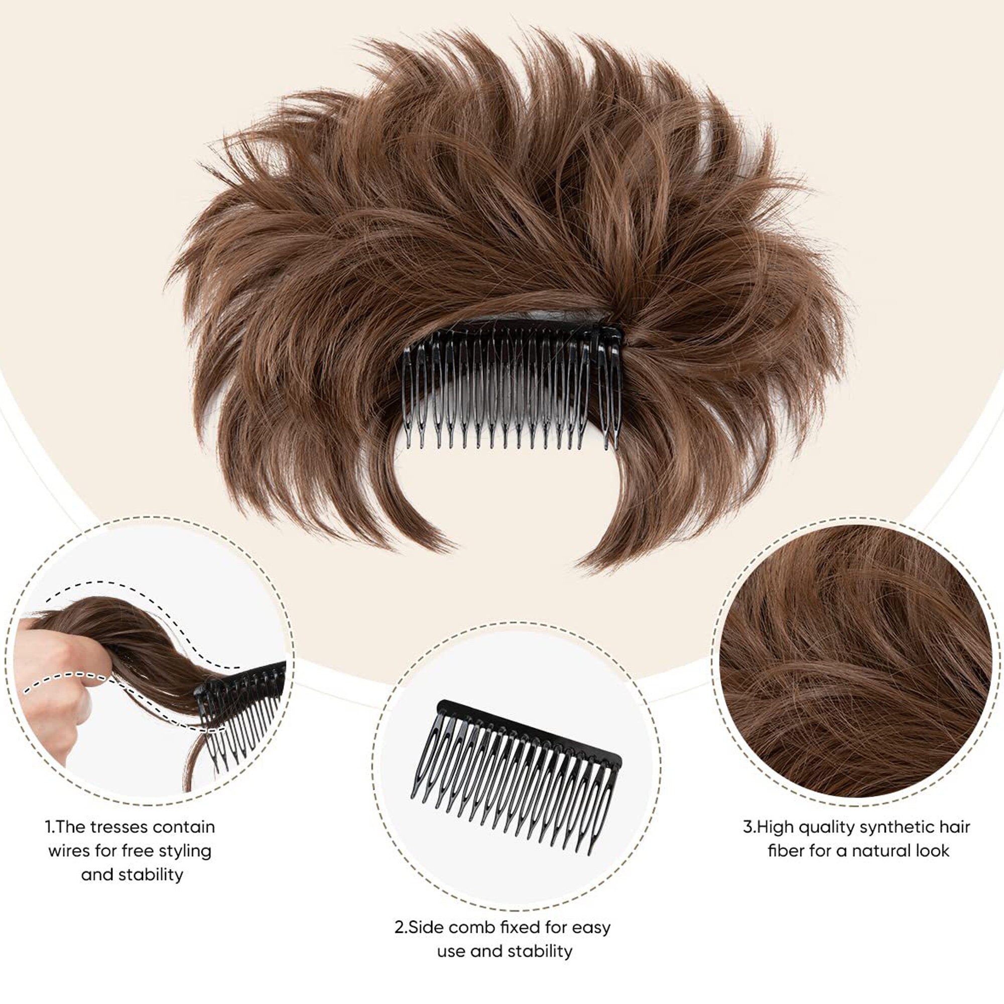 Messy Bun Hair Slices Short Curved Bun Slices for Women Side - Etsy