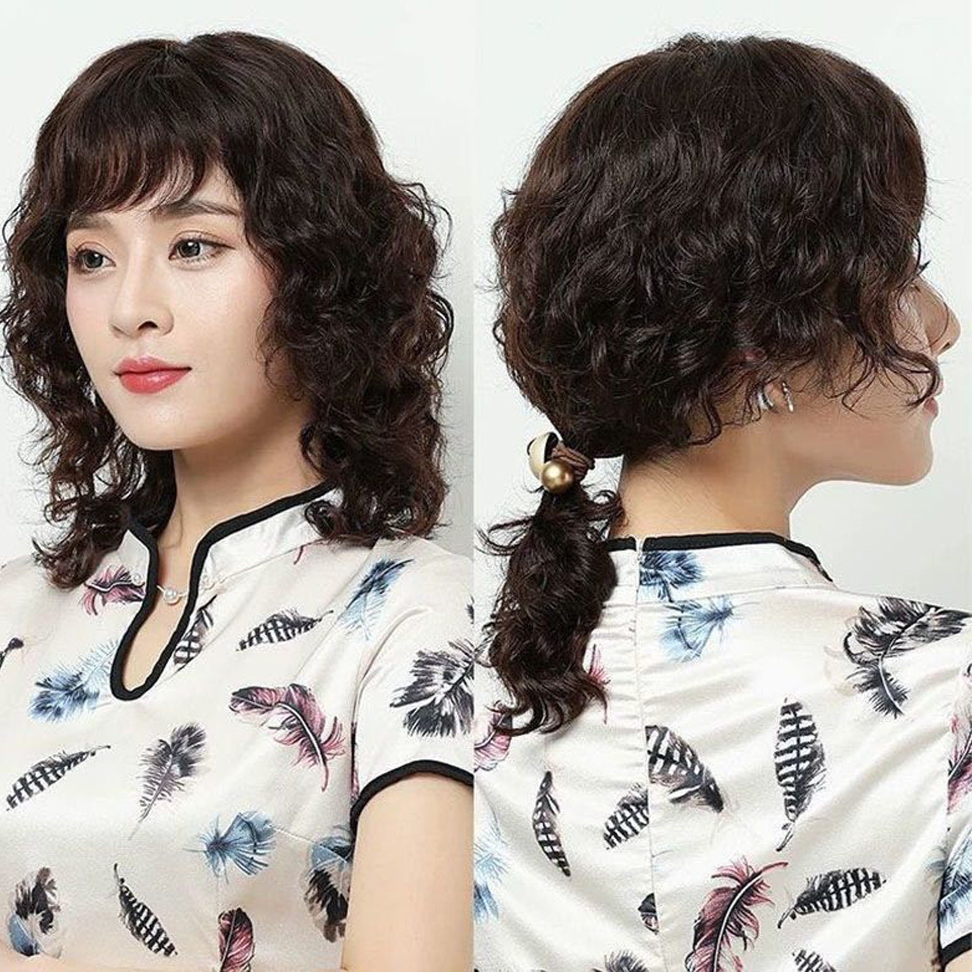 Long Curly Wool Curls One Piece Bangs Wig for Women With Thin - Etsy Canada