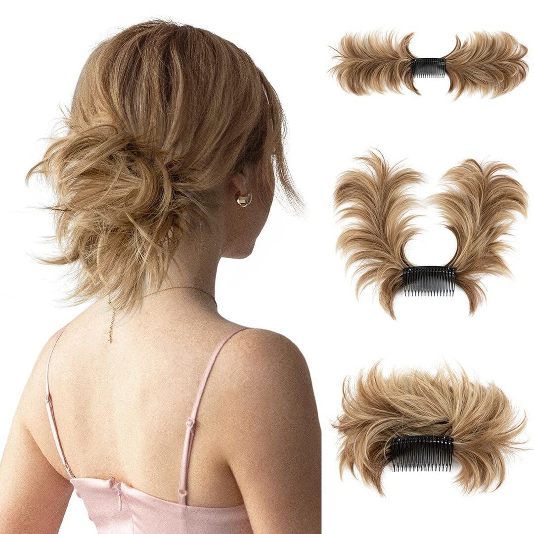Messy Bun Hair Slices Short Curved Bun Slices for Women Side - Etsy