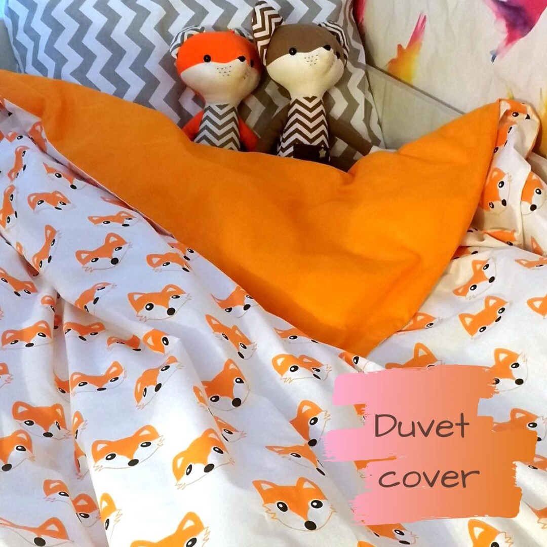 Fox Duvet Cover Single Bed Bedding Orange Fox Funny Bed Linen Toddler ...