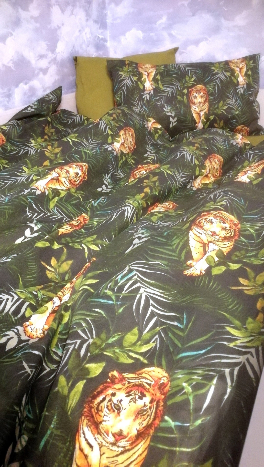 Single Bed Tiger Duvet Cover Jungle Green Bedding Toddler Bedlinen Cozy ...