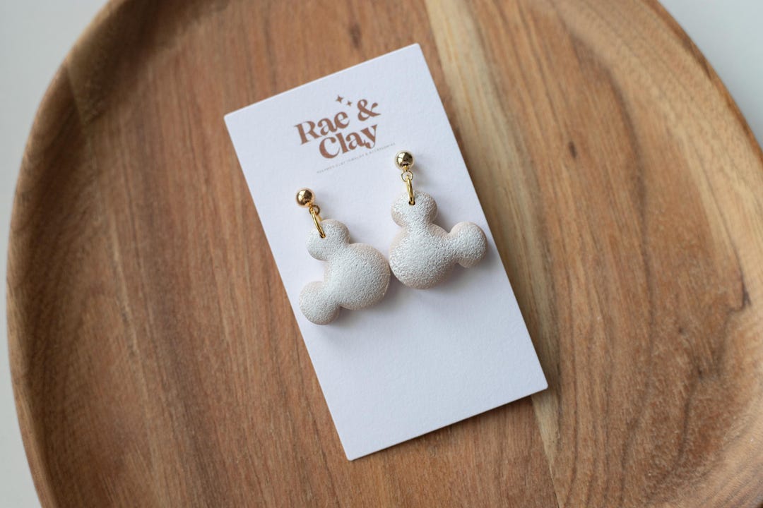 Mickey Beignet Dangle Earrings Handmade Polymer Clay Mickey Beignet ...