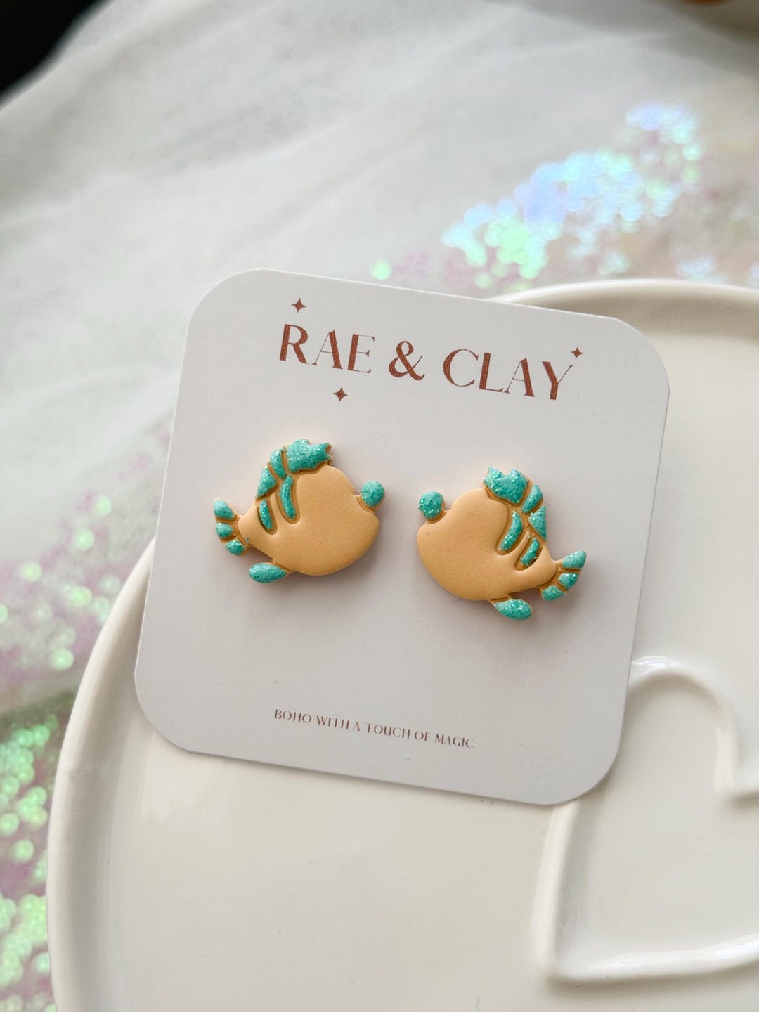 Flounder Stud Earrings | Little Mermaid Inspired Clay Earrings ...