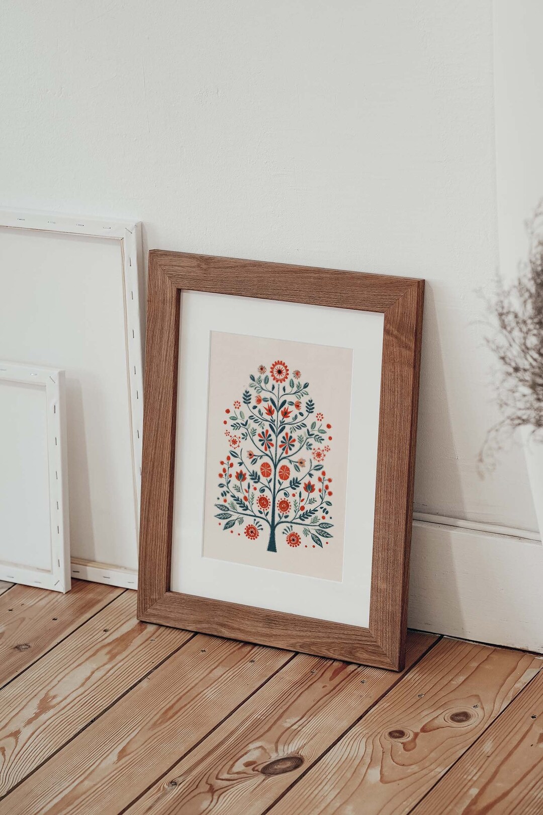 Scandinavian Folk Art Style Pine Tree, Scandinavian Print, Art Gift ...